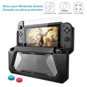 HEYSTOP Switch Accessories Bundle 12 in 1 Compatible with Nintendo Switch, Gift Kit with Carrying Case, Protective Case Cover, Screen Protector, PlayStand, Joycon Grip & More (Black)