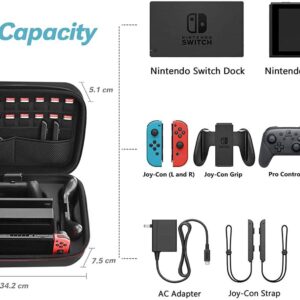 HEYSTOP Switch Accessories Bundle 12 in 1 Compatible with Nintendo Switch, Gift Kit with Carrying Case, Protective Case Cover, Screen Protector, PlayStand, Joycon Grip & More (Black)