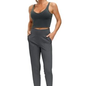 THE GYM PEOPLE Womens Joggers Pants with Pockets Athletic Leggings Tapered Lounge Pants for Workout, Yoga, Running (Small, Dark Grey)