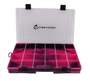 evolution outdoor 3700 drift series fishing tackle tray – pink, colored tackle box organizer with removable compartments, clear lid, 2 latch closure, utility box storage