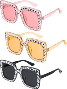 frienda oversize square glitter sunglasses sparkly sunglasses retro thick frame sunglasses