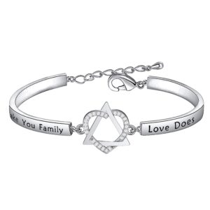 feelmem adoption jewelry adoption symbol heart triangle charm bracelet dna doesn't make you family love does adoption jewelry gift for stepmom foster mom (silver)