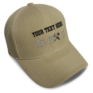 custom baseball cap handyman mr. fix it b embroidery acrylic dad hats for men & women strap closure khaki personalized text here