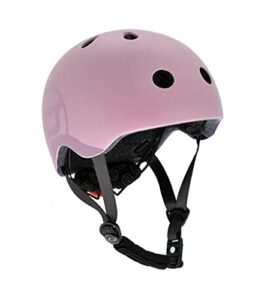 scoot and ride - matte finish kid's helmet with adjustable straps (rose, small-medium) - includes led safety light and soft fleece padding for extra protection