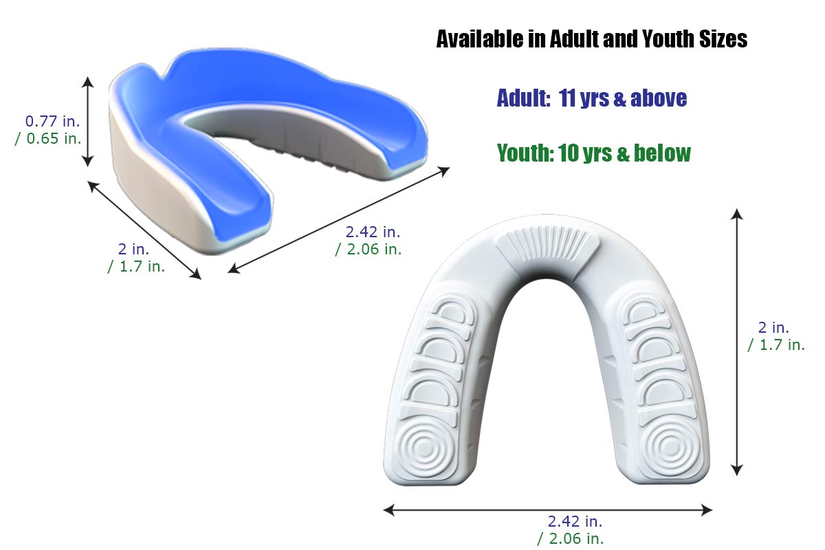 COOLLO SPORTS Boil and Bite Mouth Guard (Youth & Adult) DA Custom Fit Sport Mouthpiece for Football, Hockey, Rugby, Lacrosse, Boxing, MMA (Free Case Included!) (Mint Green & Black, Ages 10 & below)