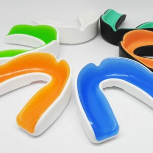 COOLLO SPORTS Boil and Bite Mouth Guard (Youth & Adult) DA Custom Fit Sport Mouthpiece for Football, Hockey, Rugby, Lacrosse, Boxing, MMA (Free Case Included!) (Mint Green & Black, Ages 10 & below)