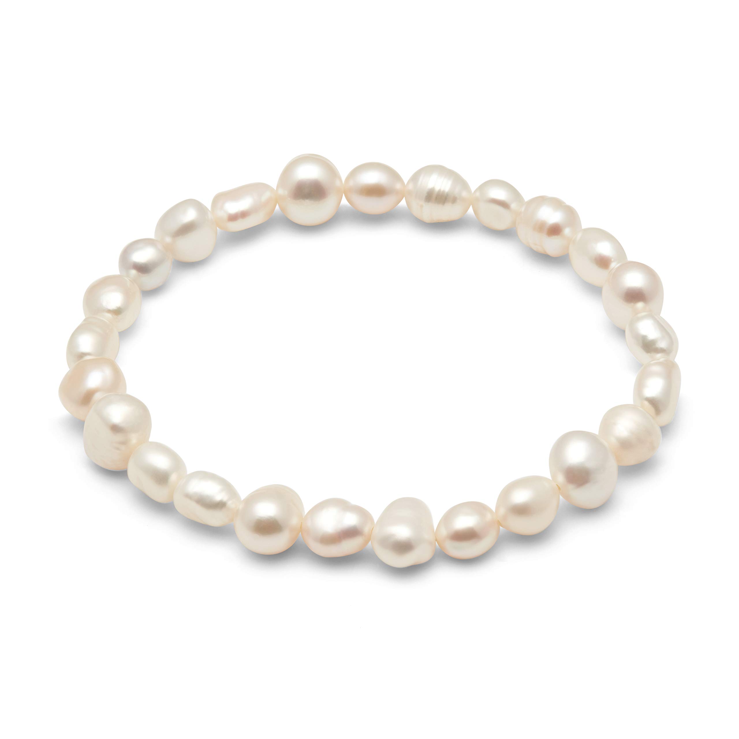 Kyoto Pearl White Freshwater Cultured Baroque Pearl Stretch Bracelet (Multi-size)