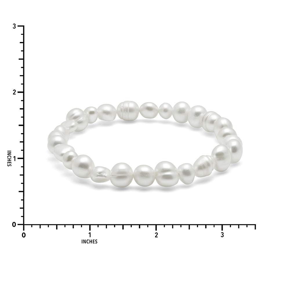 Kyoto Pearl White Freshwater Cultured Baroque Pearl Stretch Bracelet (Multi-size)