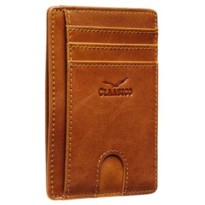 claasico front pocket small minimalist leather wallet rfid blocking vintage leather credit card holder with gift box