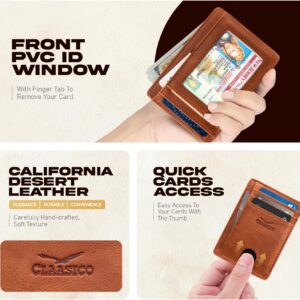 Claasico Front Pocket Small Minimalist Leather Wallet RFID Blocking Vintage Leather Credit Card Holder with Gift Box