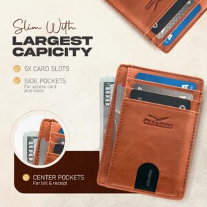 Claasico Front Pocket Small Minimalist Leather Wallet RFID Blocking Vintage Leather Credit Card Holder with Gift Box