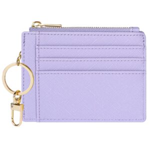 sodsay card case slim front pocket wallet for women credit card holder with keychain(ch light purple)