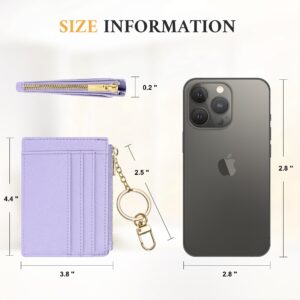 Sodsay Card Case Slim Front Pocket Wallet for Women Credit Card Holder with Keychain(CH Light Purple)