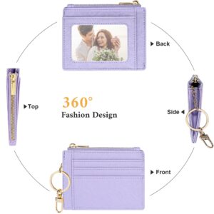 Sodsay Card Case Slim Front Pocket Wallet for Women Credit Card Holder with Keychain(CH Light Purple)