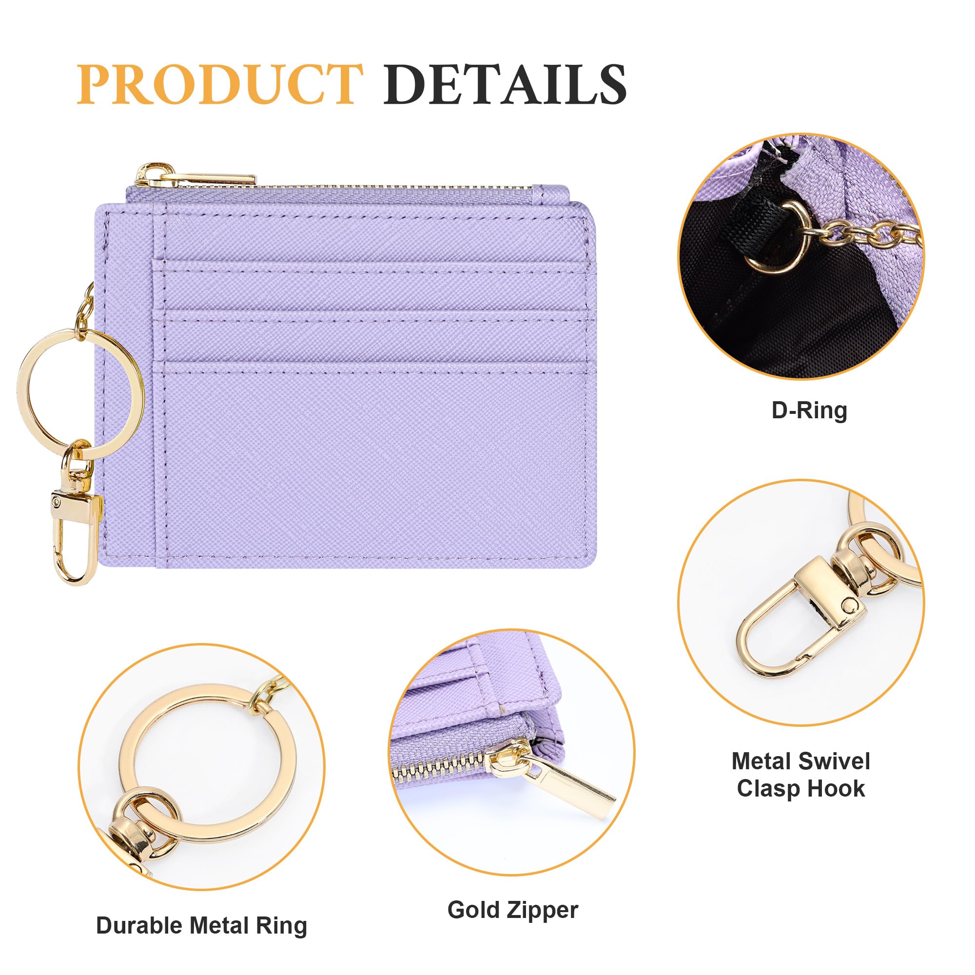 Sodsay Card Case Slim Front Pocket Wallet for Women Credit Card Holder with Keychain(CH Light Purple)