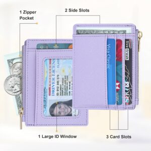 Sodsay Card Case Slim Front Pocket Wallet for Women Credit Card Holder with Keychain(CH Light Purple)