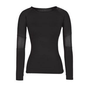 DREAM SLIM Women Long Sleeve Workout Shirts UPF50+ Sun Protection Mesh Back Yoga Gym Outdoor Fishing Hiking T-Shirt Black