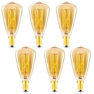 new orange heart vintage edison light bulbs, e12 candelabra light bulbs, 60w dimmable incandescent bulb, 110-130v, amber warm,st48 squirrel cage filament edison bulb,light fixtures decorative 6-pack