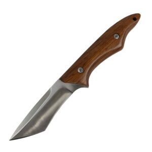 hunt-down 9.5" full tang hunting knife fixed blade wood handle stainless steel