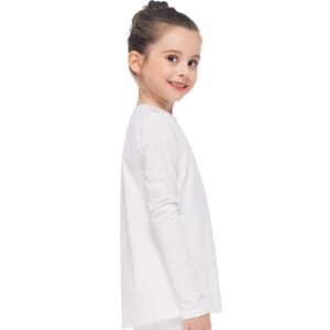 MANCYFIT Thermal Tops for Girls Fleece Lined Underwear Long Sleeve Undershirts Baselayer White Small