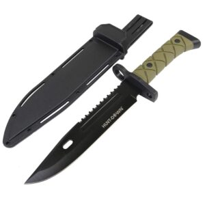 hunt-down 14.5" tactical hunting knife abs handle 3cr13 stainless steel green