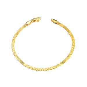 sisgem 18k gold bracelets for women, real gold italian mesh link chain bracelet jewelry for ladies (2.8 mm)