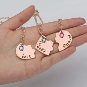 Jovivi Best Friends Forever Necklaces for 3 Alloy Heart Puzzle Pieces BBF Friendship Pendant Necklace Best Friends Jewelry