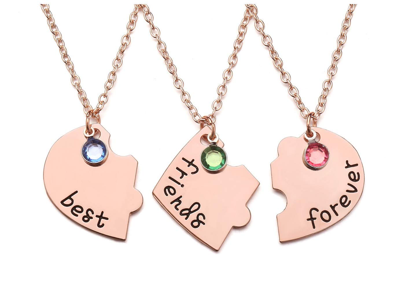 Jovivi Best Friends Forever Necklaces for 3 Alloy Heart Puzzle Pieces BBF Friendship Pendant Necklace Best Friends Jewelry