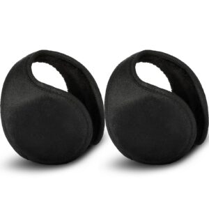 satinior 2 packs fleece earmuffs winter for men women ear warmer fleece ear muff winter accessory for men women kids (black,medium)