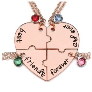 jovivi best friends forever and ever necklaces for 4 alloy heart puzzle pieces bbf friendship pendant necklace best friends jewelry