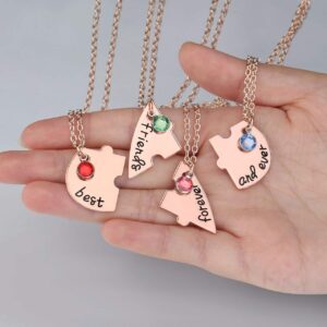 Jovivi Best Friends Forever and Ever Necklaces for 4 Alloy Heart Puzzle Pieces BBF Friendship Pendant Necklace Best Friends Jewelry