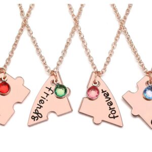 Jovivi Best Friends Forever and Ever Necklaces for 4 Alloy Heart Puzzle Pieces BBF Friendship Pendant Necklace Best Friends Jewelry