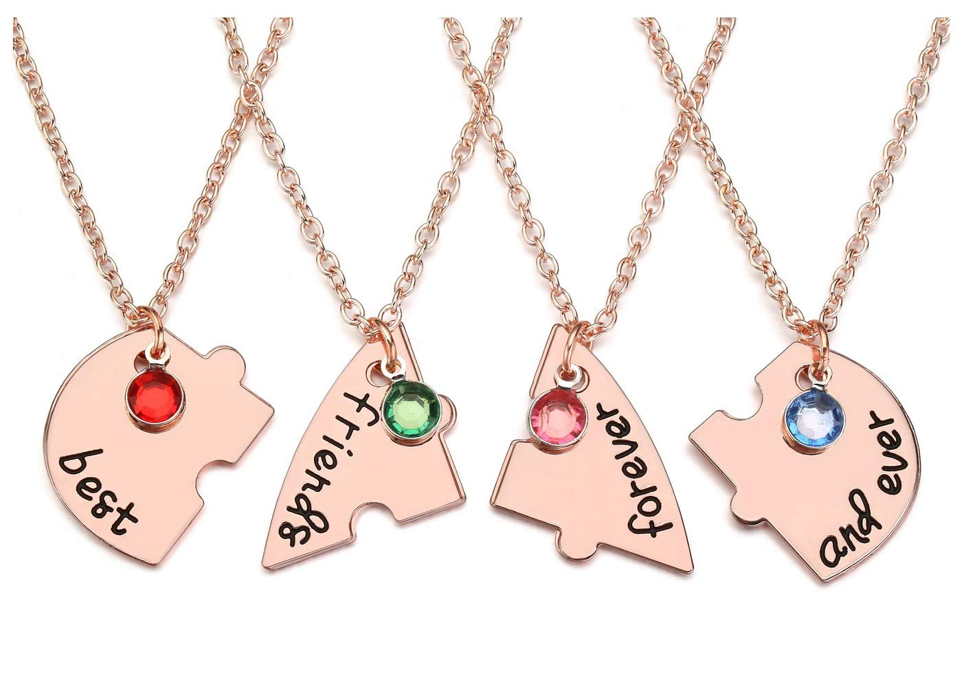 Jovivi Best Friends Forever and Ever Necklaces for 4 Alloy Heart Puzzle Pieces BBF Friendship Pendant Necklace Best Friends Jewelry