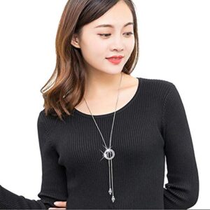 Sither Long Hoop Necklace for Women Crystal Pendant Necklace Sweater Chain Statement Necklace Choker Adjustable Charm Jewelry Crystal Accessories Wedding Party Evening Dressy