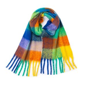 yatemiole women's cashmere big coloured checked scarf winter warm wrap scarf (pattern - 3)