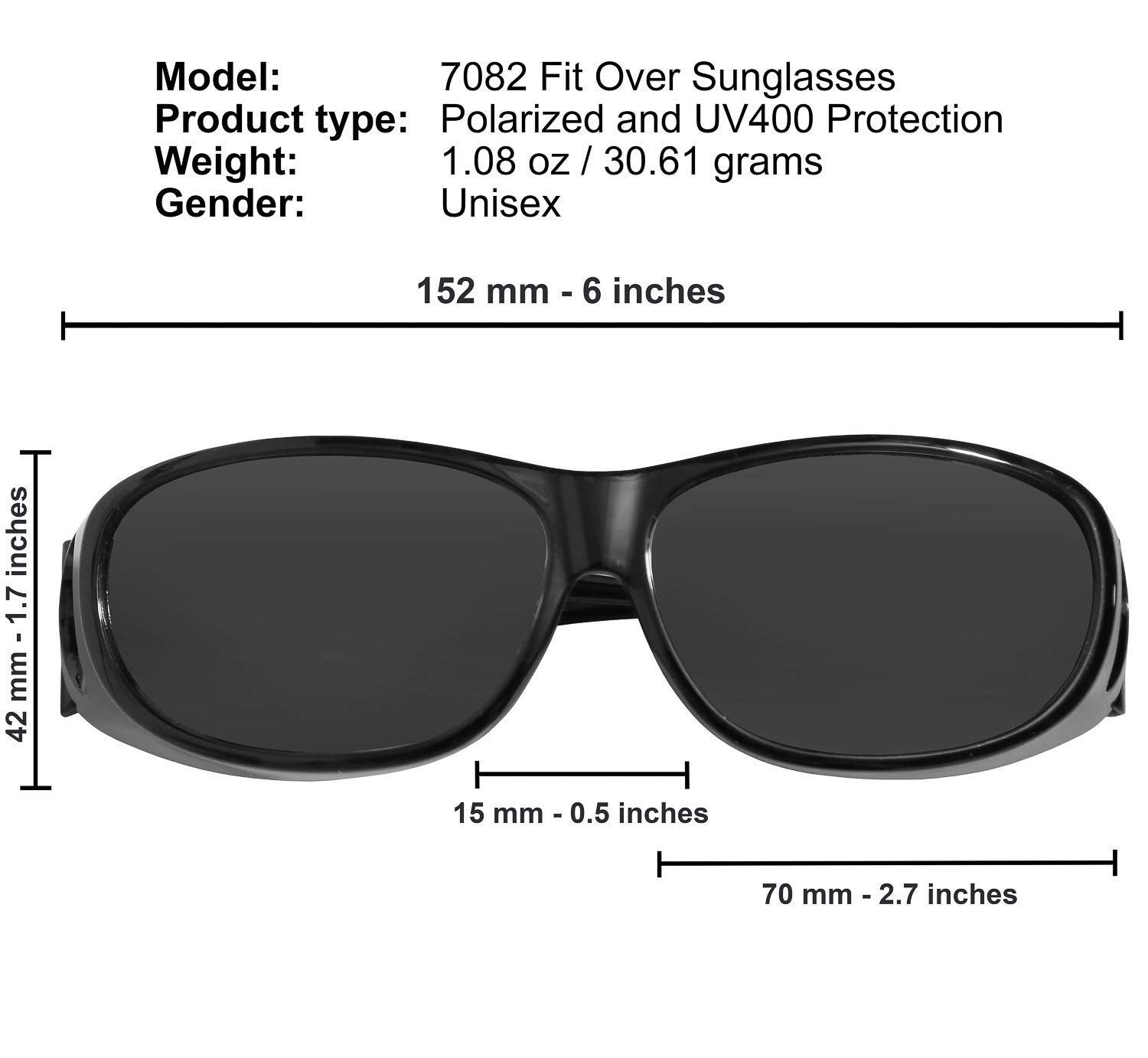 Fit Over Sunglasses Polarized Lens Wear Over Prescription Eyeglasses 100% UV Protection for Men and Women