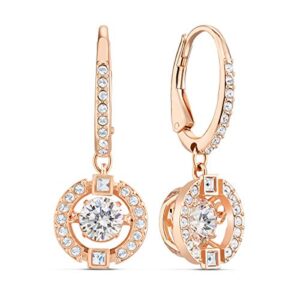 SWAROVSKI Una Pierced Drop Earrings with Dancing Crystal and Matching Pavé on a Rose-Gold Tone Finish Setting, Part of the Swarovski Una Collection