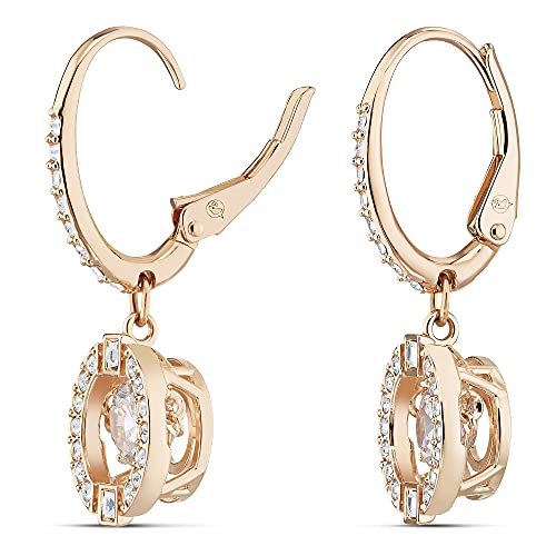 SWAROVSKI Una Pierced Drop Earrings with Dancing Crystal and Matching Pavé on a Rose-Gold Tone Finish Setting, Part of the Swarovski Una Collection