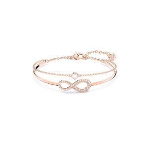 swarovski infinity twist jewelry collection, bracelets & necklaces, rhodium & rose gold tone finish, clear crystals