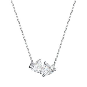 swarovski mesmera necklace, heart-shaped clear crystals on a rhodium finish setting, part of the mesmera collection