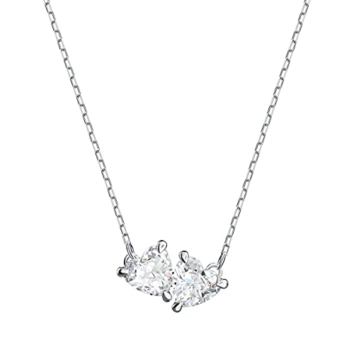 SWAROVSKI Mesmera Necklace, Heart-Shaped Clear Crystals on a Rhodium Finish Setting, Part of the Mesmera Collection