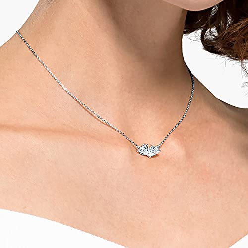 SWAROVSKI Mesmera Necklace, Heart-Shaped Clear Crystals on a Rhodium Finish Setting, Part of the Mesmera Collection