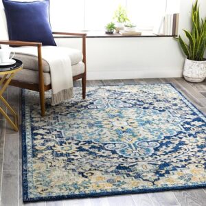 livabliss odelia vintage bohemian area rug,5'3" x 7'3",navy/sky blue