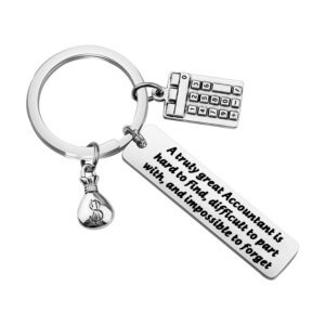 feelmem accountant gift a truly great accountant is hard to find and impossible to forget keychain cpa coworker gift cpa tax season accounting gift (silver)