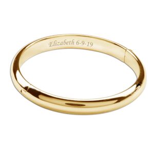 precious pieces personalized children's 14k gold-plated classic bangle bracelet, custom jewelry with engraved name (child-medium)