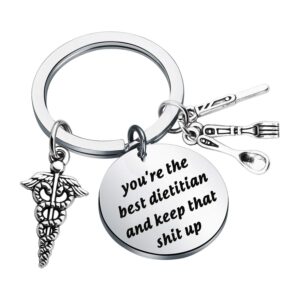 bobauna dietitian keychain you're the best dietitian and keep that shit up appreciation gift for dietitian nutritionist (best dietitian keychain)