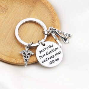 bobauna Dietitian Keychain You're The Best Dietitian And Keep That Shit Up Appreciation Gift For Dietitian Nutritionist (best dietitian keychain)