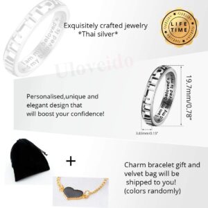 Uloveido Fashion Silver Engraved Hebrew Hollow Ring for Men Women, Mens Womens I am My Beloved's and My Beloved is Mine Rings Size 7 Y583