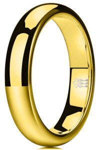 three keys jewelry gold tungsten carbide womens 4mm wedding band ring polish for women engrave engagement size 7.5