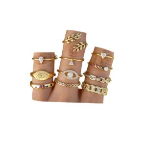 beryuan trendy gold mid finger rings for women rings set eye knuckle rings for women jewelry rings size 3.5,4,4.5,5,5.5,6,6.5